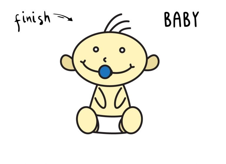 How To Draw a Cute Cartoon Baby - Rainbow Printables