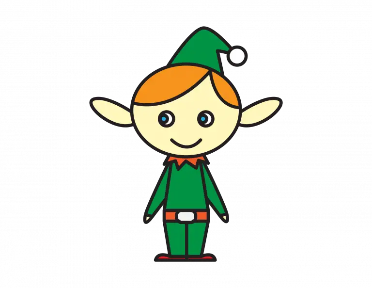 How To Draw a Cheerful Christmas Holiday Elf for Kids - Rainbow Printables