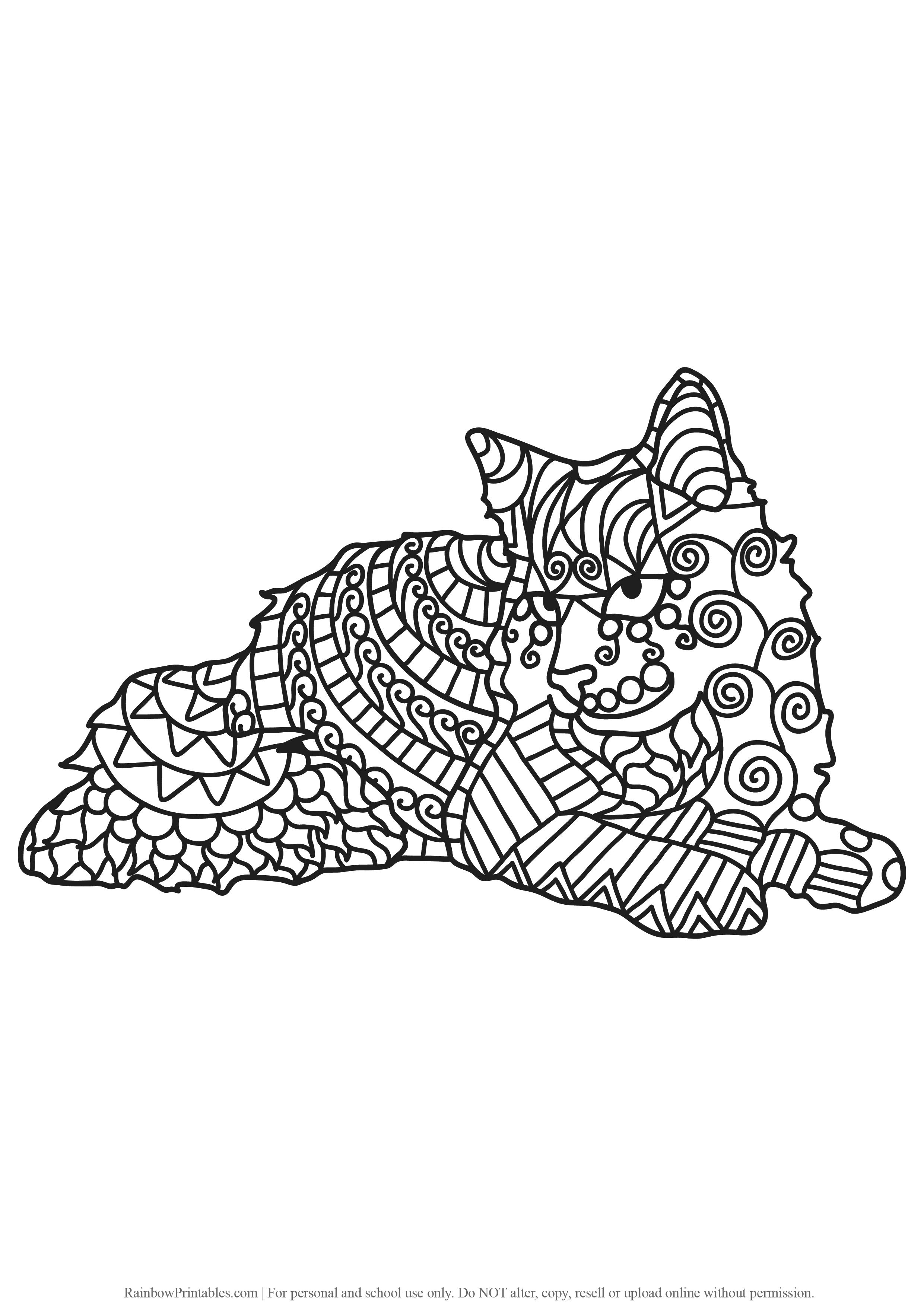 Mosaic Cat Coloring Pages - Rainbow Printables